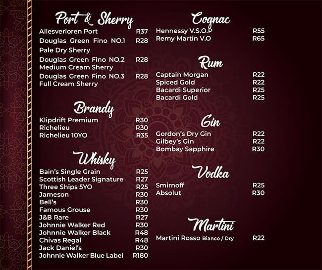 Menu at Taste of Mumbai, Kempton Park, 64 Jones Road