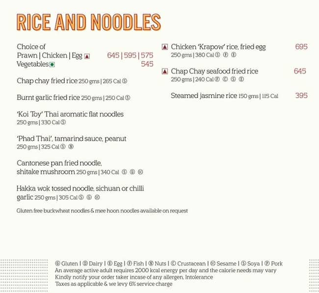 Menu of Chap Chay - The Raintree, Alwarpet, Chennai