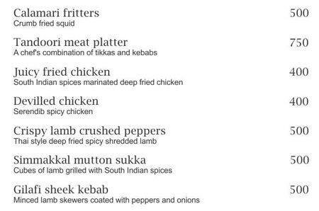 Menu at Nectar, Mahabalipuram, Confluence