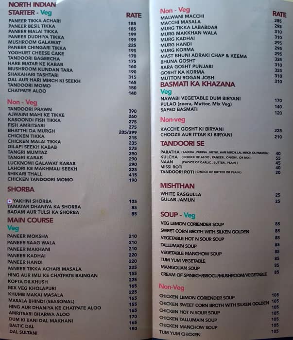 Menu at Shaolin Golden Leaf, Lucknow