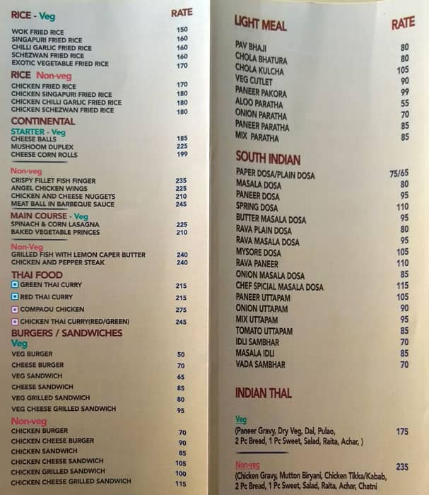 Menu at Shaolin Golden Leaf, Lucknow