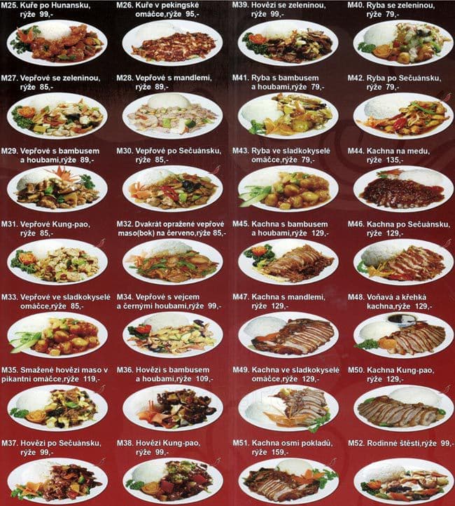 Menu at Čínská restaurace Palác Food restaurant, Prague