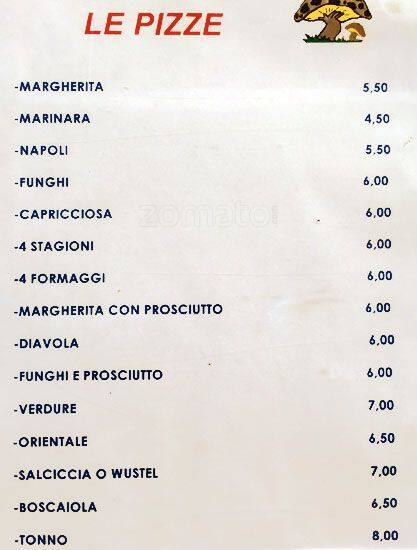 Menu at Ristorante Piccolo Spazio, Rome