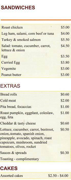 Menu at Cafe 71, Moorabbin Airport