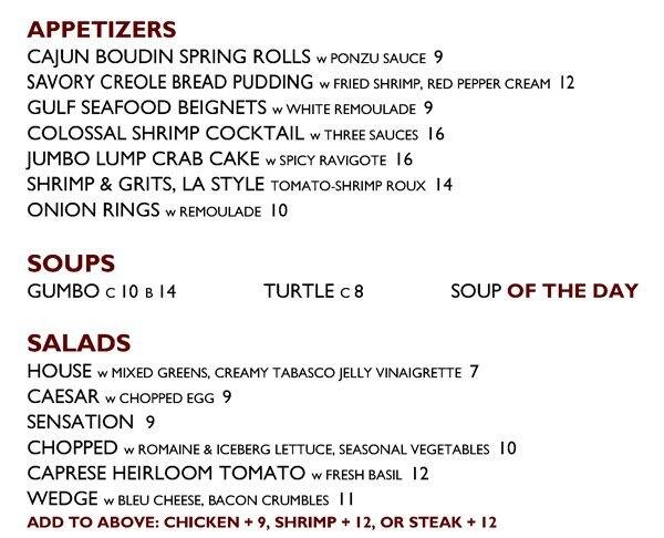 Menu at Stab's Steak and Seafood Central steakhouse, Central