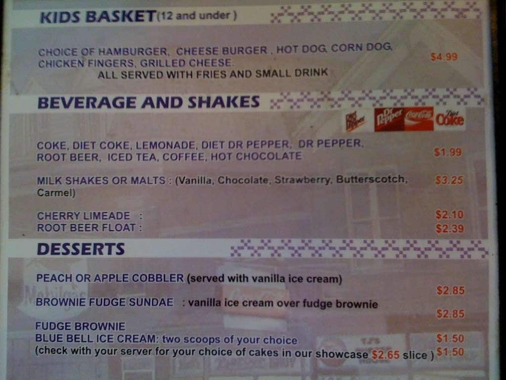 Menu at T J's Burger House restaurant, Wichita