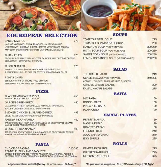 Menu at Caspian, Noida