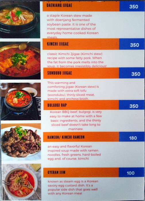 Carta de Uncle Hwangso Jip Restaurant 황소 삼춘네, Manila