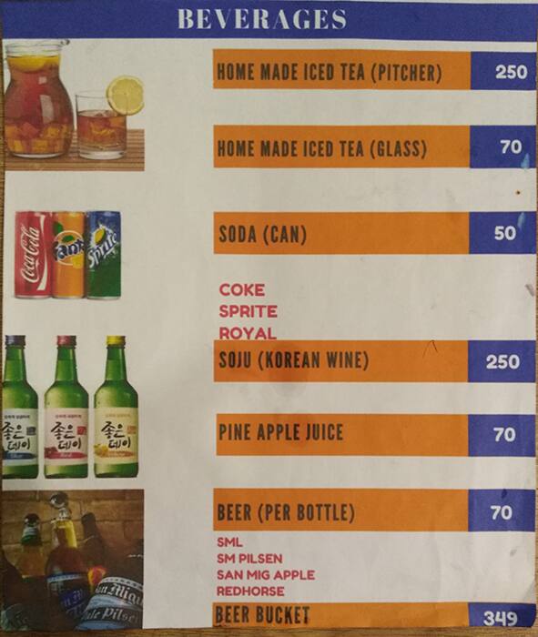 Carta de Uncle Hwangso Jip Restaurant 황소 삼춘네, Manila
