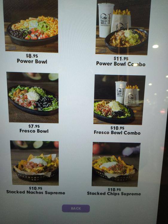 Menu at Taco Bell restaurant, Blacktown