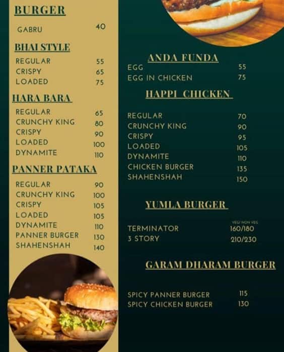 Menu at Alan Cafe, Chennai