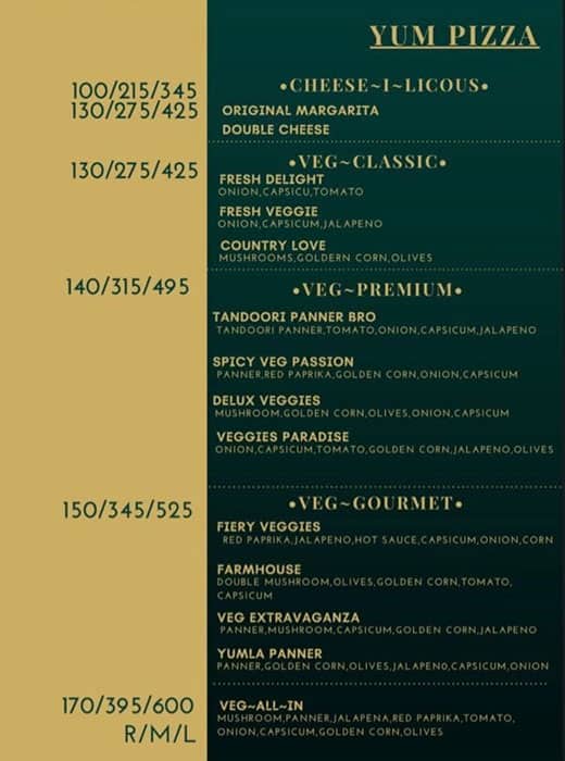 Menu at Alan Cafe, Chennai