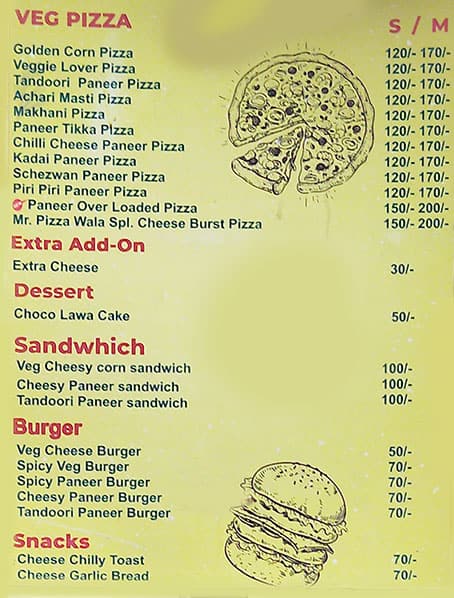 Menu of Mr Pizza Wala, Lanka, Varanasi