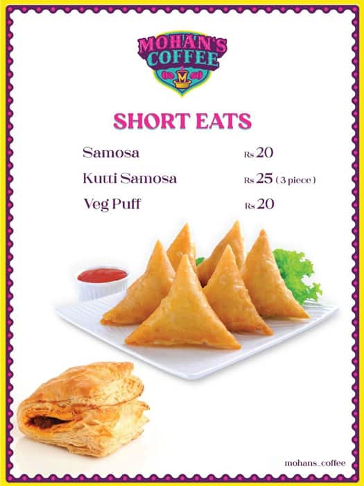 Menu of Mohan's Coffee, Mylapore, Chennai