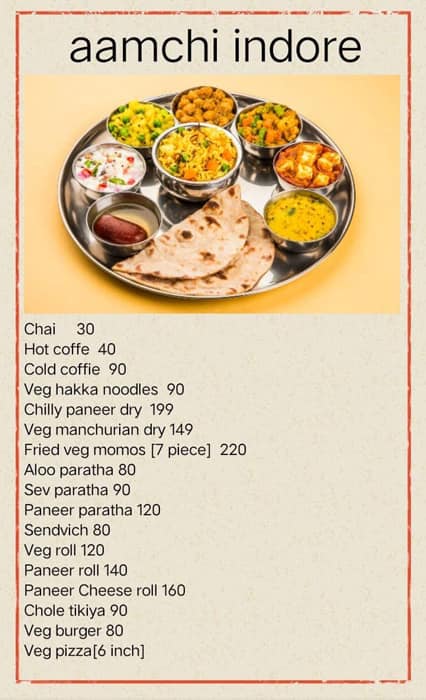 Menu of Aamchi Indore, Old Palasia, Indore