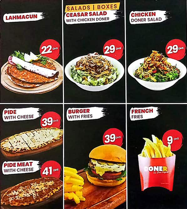 Menu of One Doner, Jumeirah Lake Towers (JLT), Dubai
