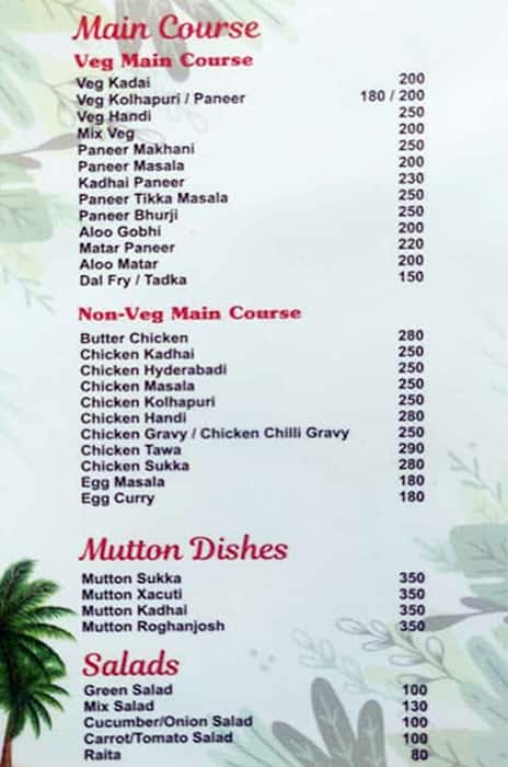 Menu at The Orient Kitchen and Bar, Margao