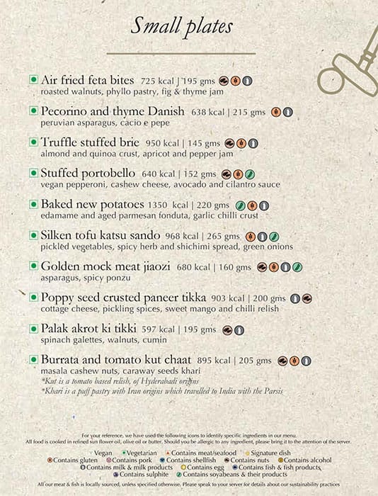 Menu of The Polo Club - The Oberoi, MG Road, Bangalore