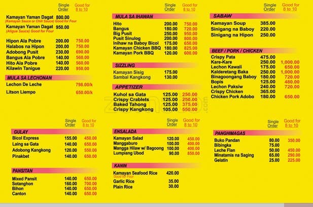 Kamayan Menu, Menu for Kamayan, Ortigas, Mandaluyong City - Zomato ...