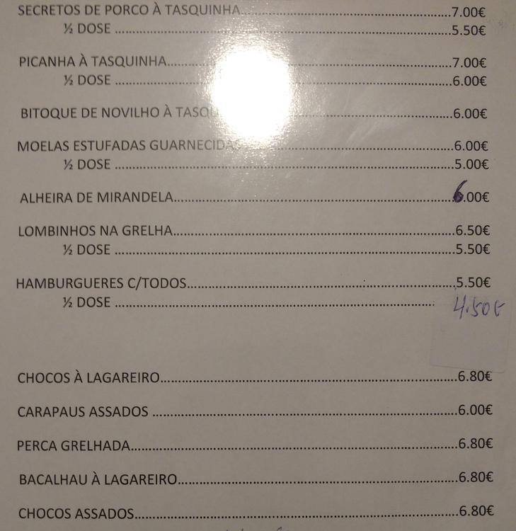 Menu at Restaurante Ermelinda Rocha, Corroios
