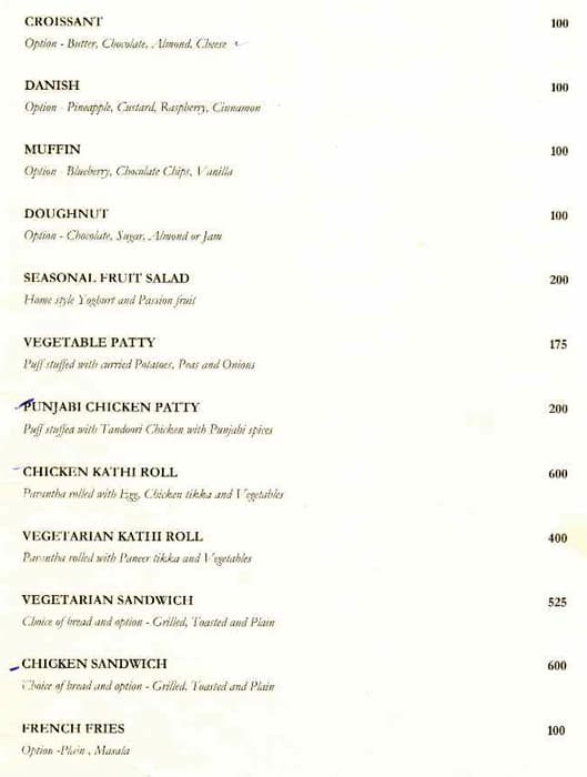 Menu of Le Petit Cafe - The Lalit Chandigarh, IT Park, Chandigarh