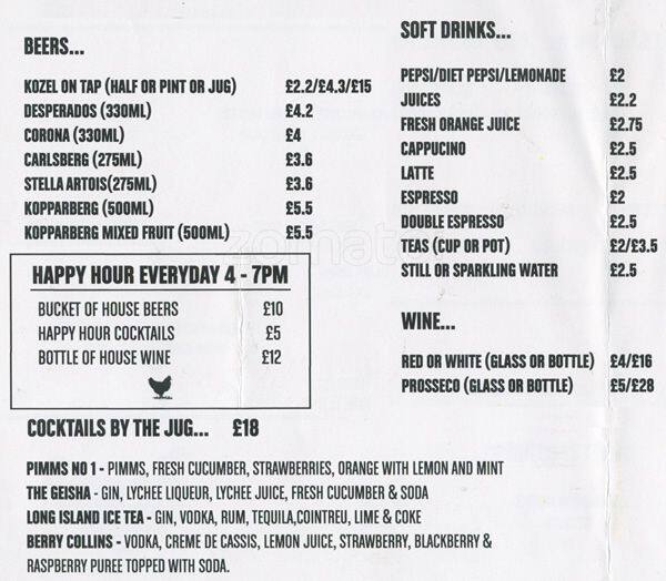 Menu at The Chicken Box pizzeria, London, Unit 43 & 44 Boxpark 2/4 ...