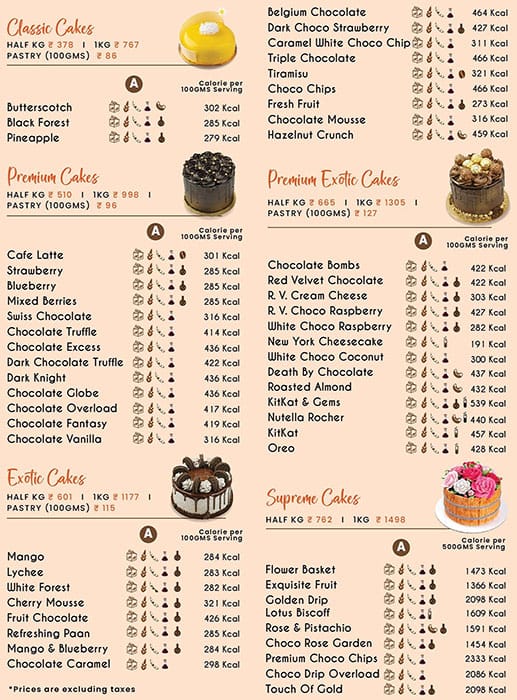 Menu of 7th Heaven, Baner, Pune