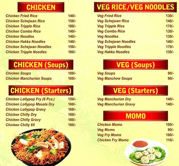 Menu of Sandeep Chinese Restaurant, Mundhwa, Pune
