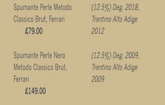 Menu at Locanda Locatelli restaurant, London