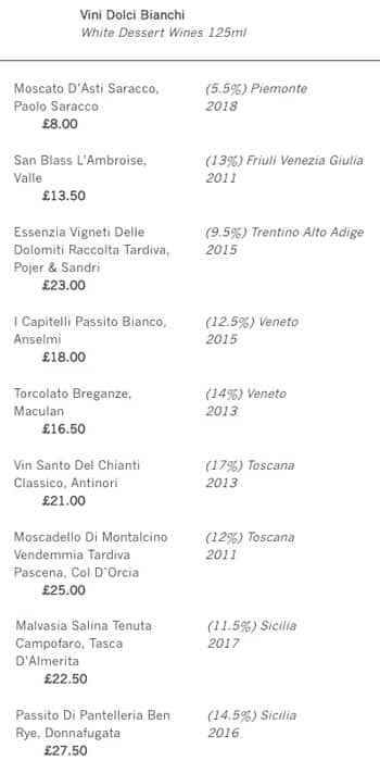 Menu at Locanda Locatelli restaurant, London