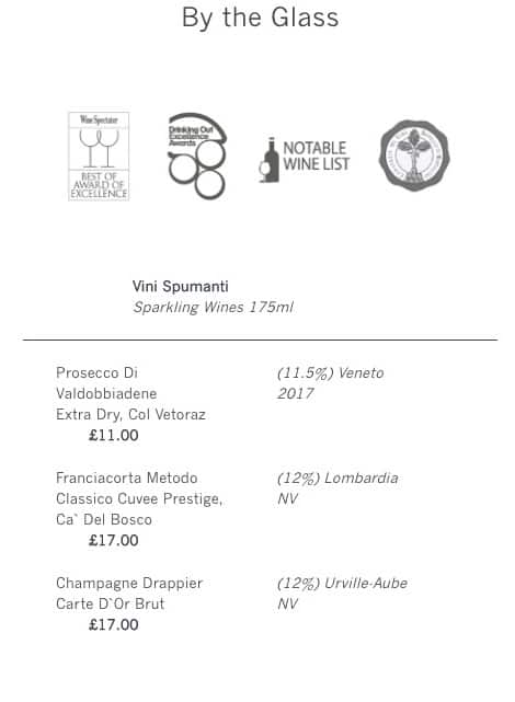 Menu at Locanda Locatelli restaurant, London