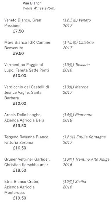 Menu at Locanda Locatelli restaurant, London