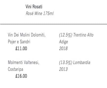 Menu at Locanda Locatelli restaurant, London