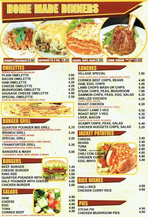 Menu at Village Cafe, Bexley, 70 Bexley High St