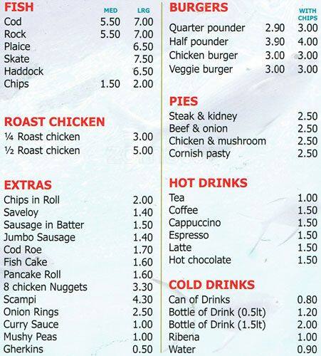 Menu at Palace Fish Bar, Loughton, Connaught Place