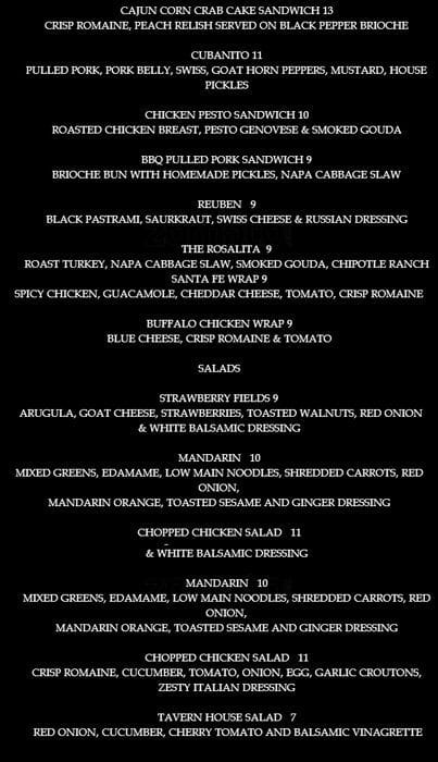 Menu at Corner Tavern pub & bar, Boston, 421 Marlborough St