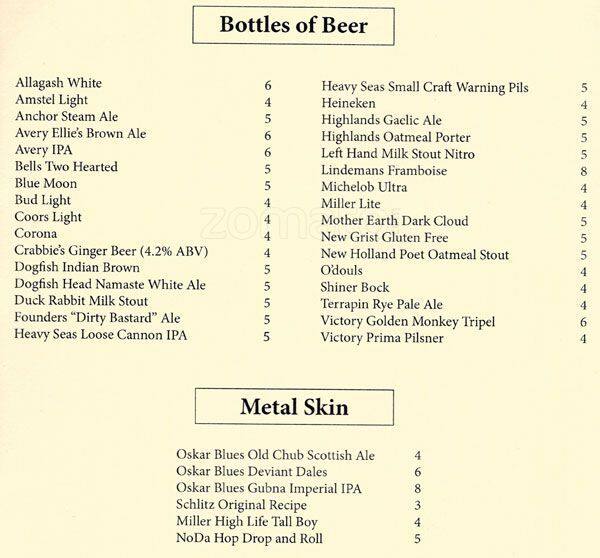 Menu at The Liberty pub & bar, Charlotte, South Blvd