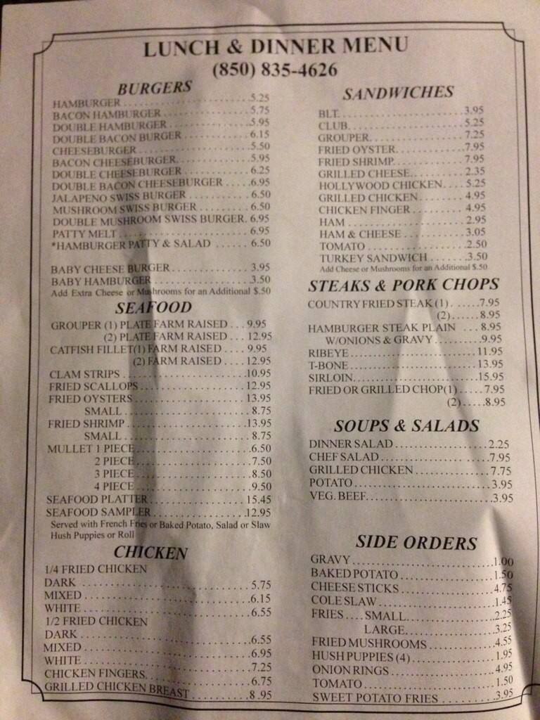 Menu at Freeport Cafe, Freeport, 39 FL-20
