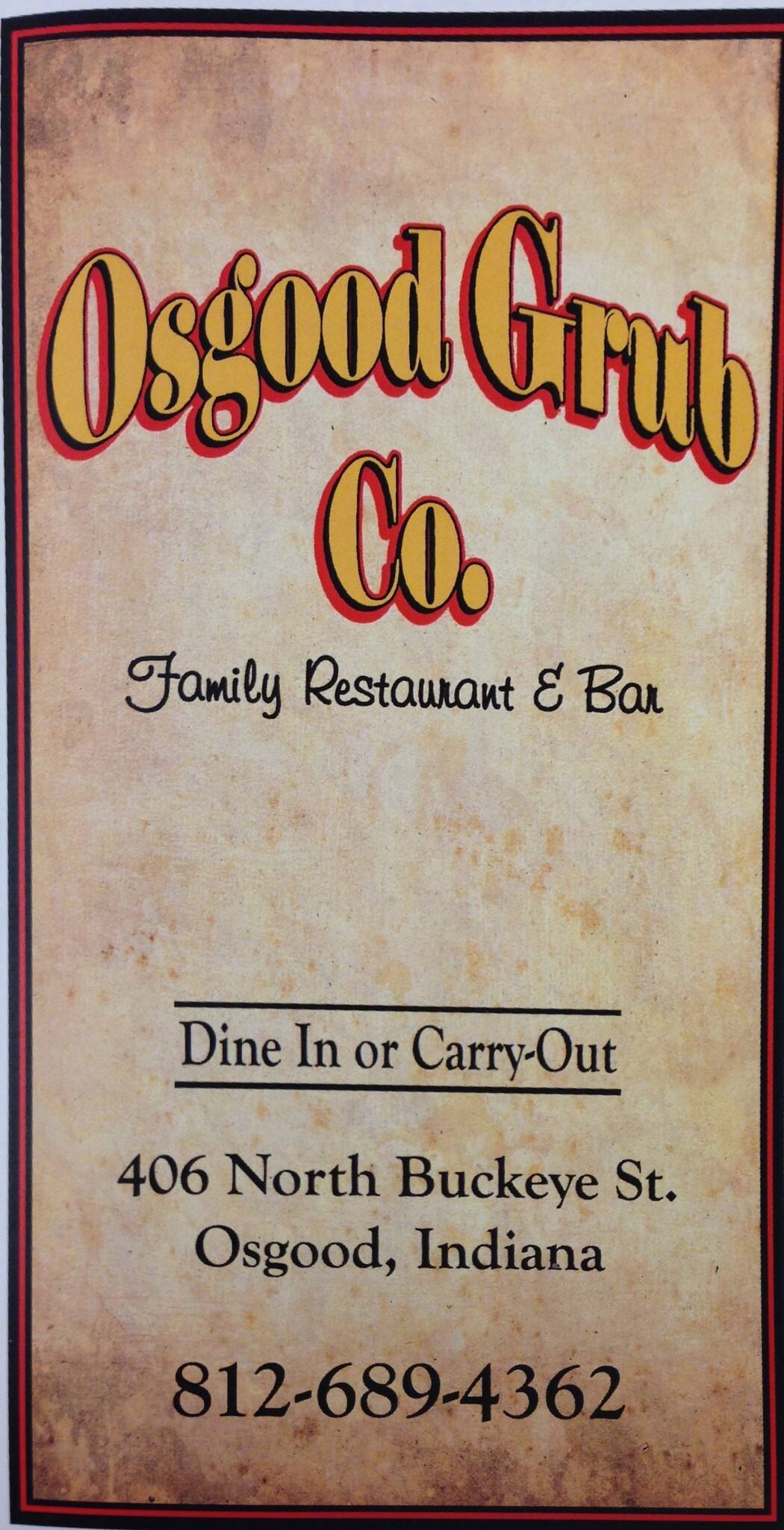 Menu at Osgood Grub Co steakhouse, Osgood