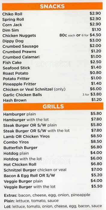 Menu at Country Rooster fast food, O'Halloran Hill