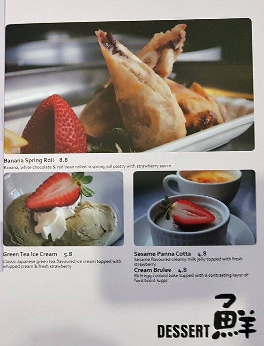 Menu at Shinsen restaurant, Ashfield