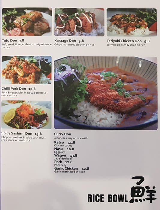 Menu at Shinsen restaurant, Ashfield