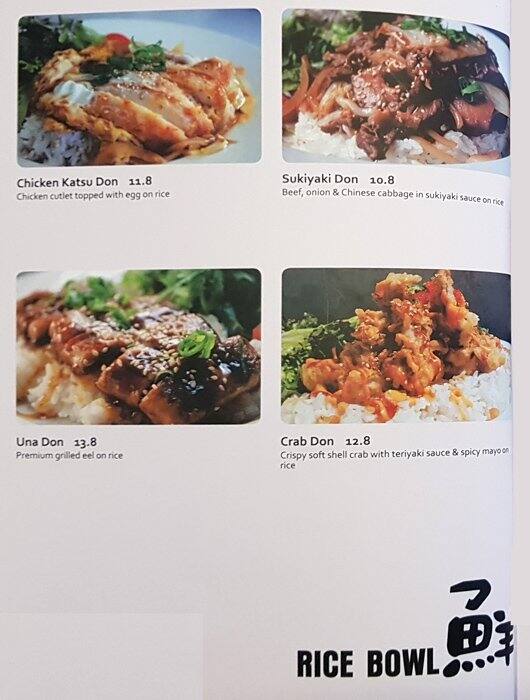 Menu at Shinsen restaurant, Ashfield