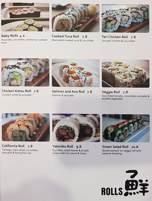 Menu at Shinsen restaurant, Ashfield