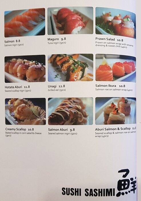 Menu at Shinsen restaurant, Ashfield