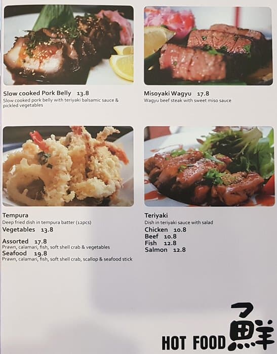 Menu at Shinsen restaurant, Ashfield