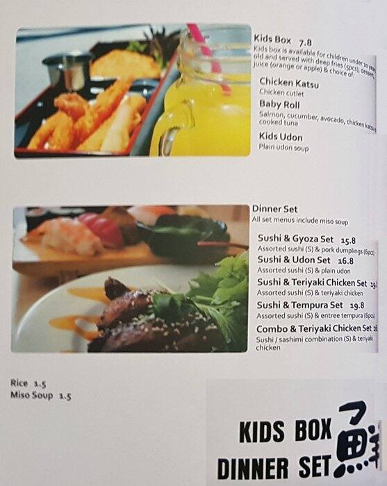 Menu at Shinsen restaurant, Ashfield