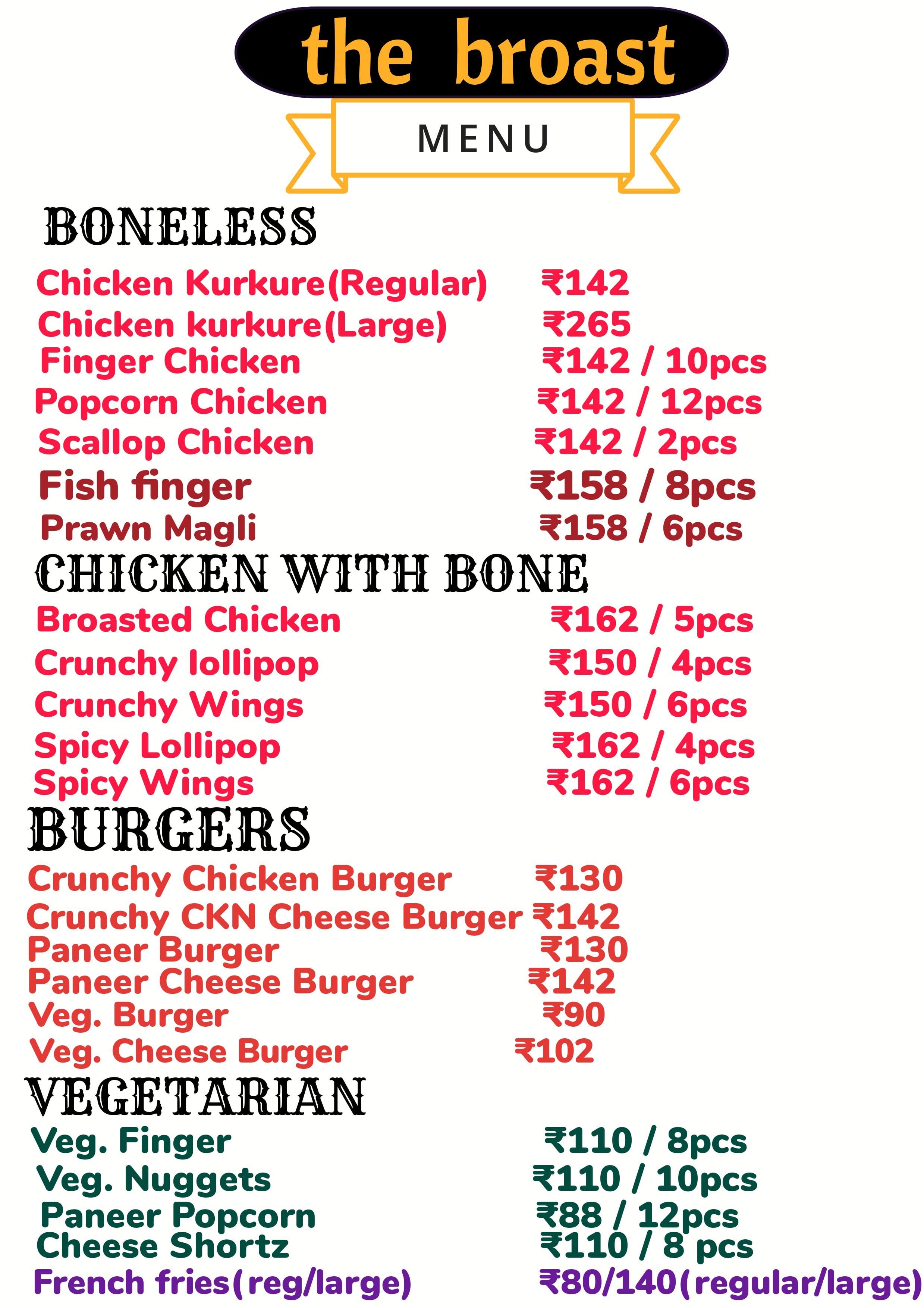 Menu at The Broast, Cuttack, Eat Xd Food Court