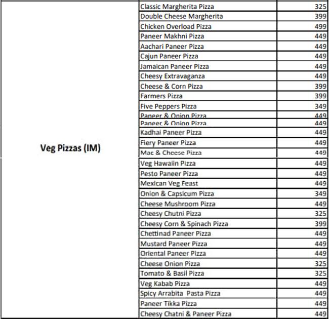 Menu of Italian Masti, Seawoods, Navi Mumbai