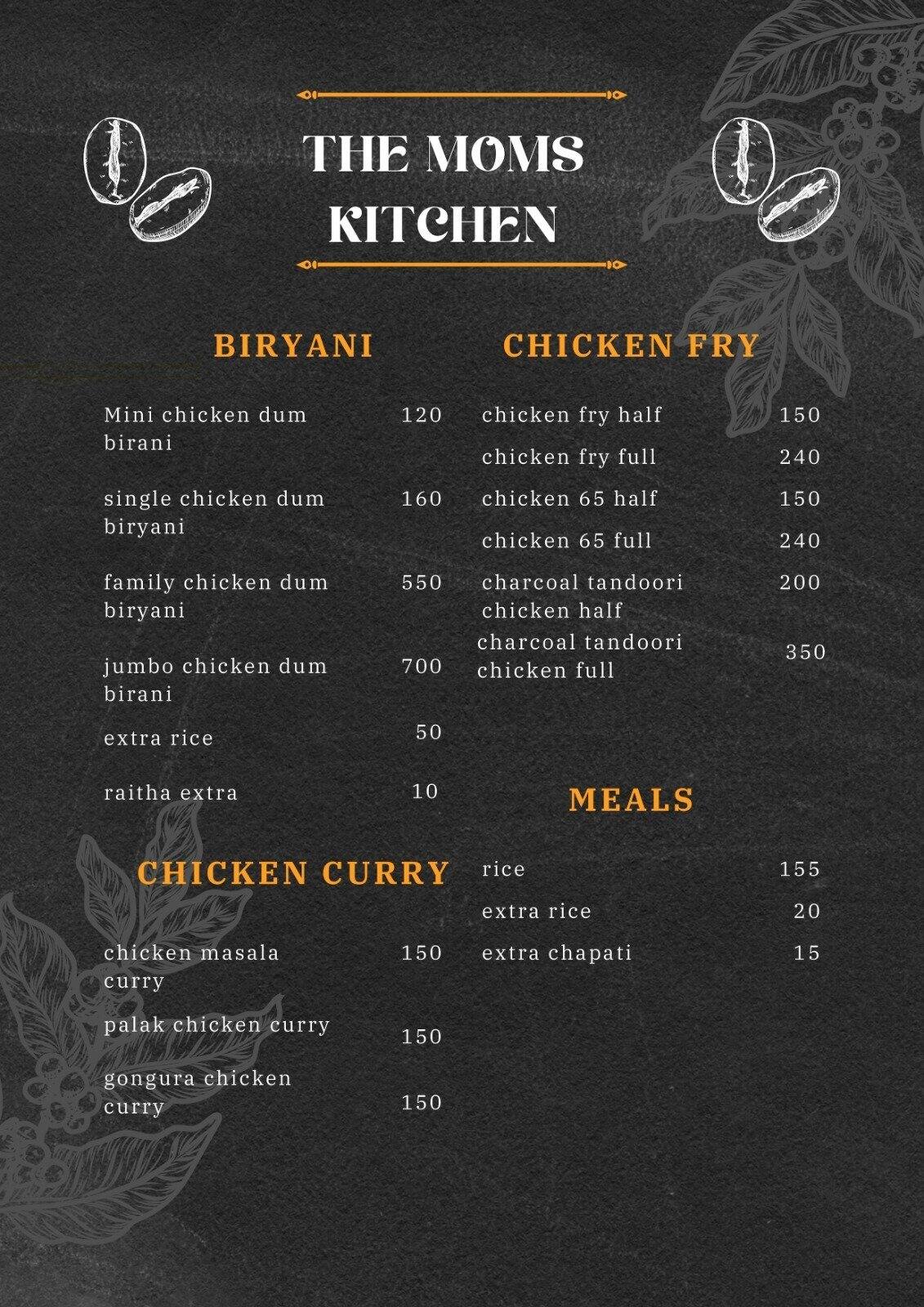 Menu of The Moms Kitchen, Moti Nagar, Hyderabad